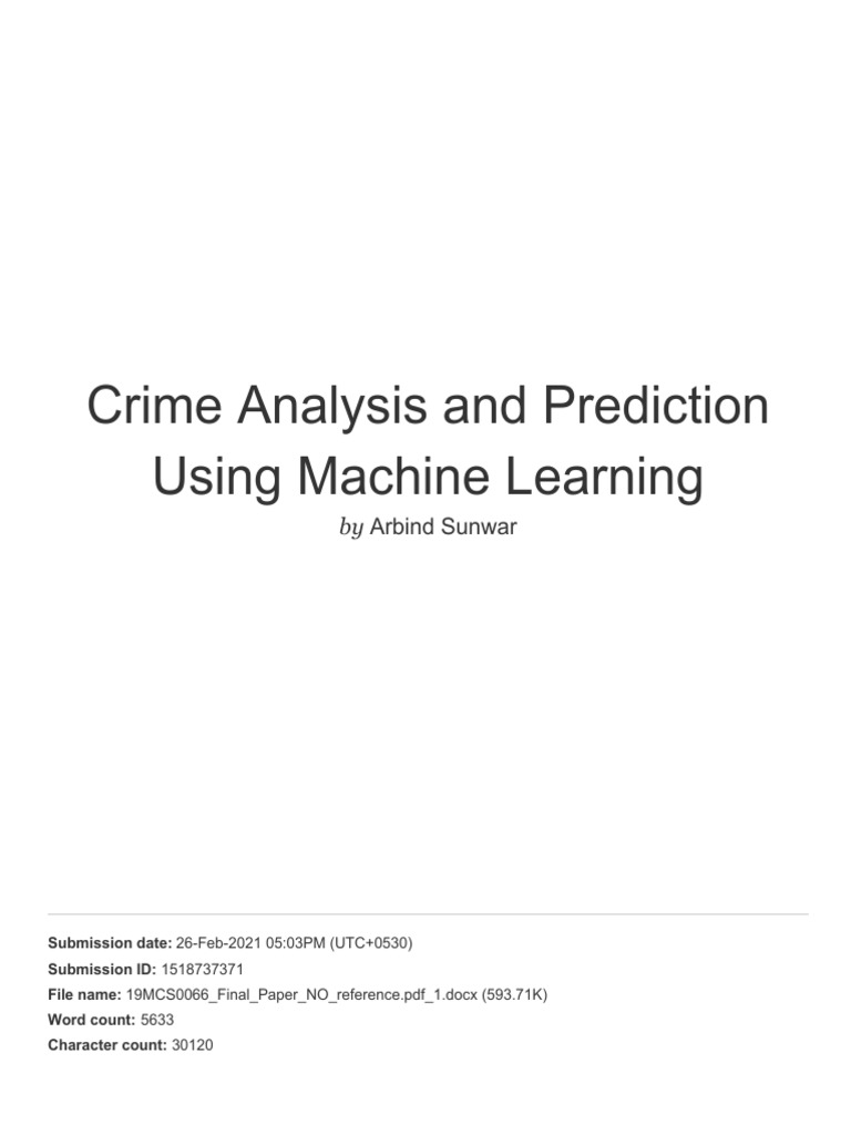 Crime Analysis and Prediction Using Machine Learning | PDF | Computer ...
