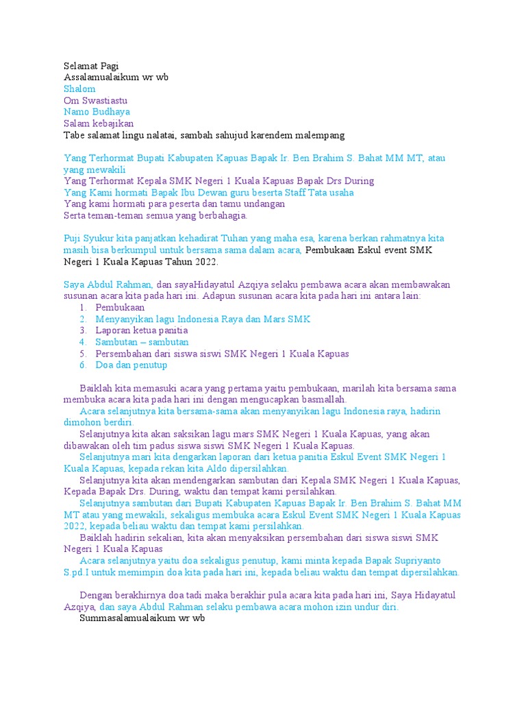 Susunan Acara Eskul Event | PDF