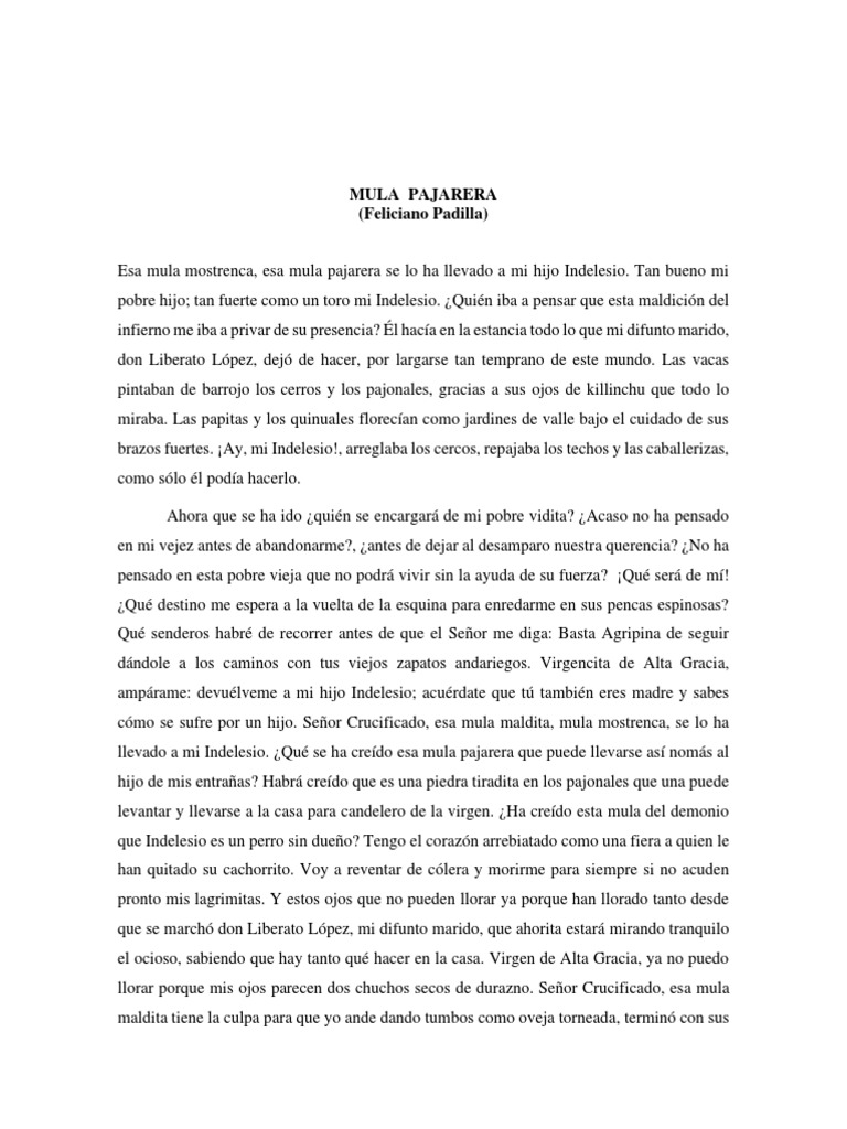 Mula-Pajarera-Feliciano Padilla | PDF