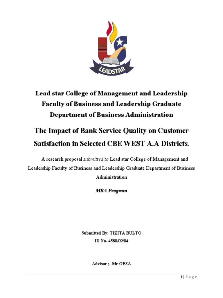 Reserch Proposal (1) | PDF | Banks | Customer Satisfaction