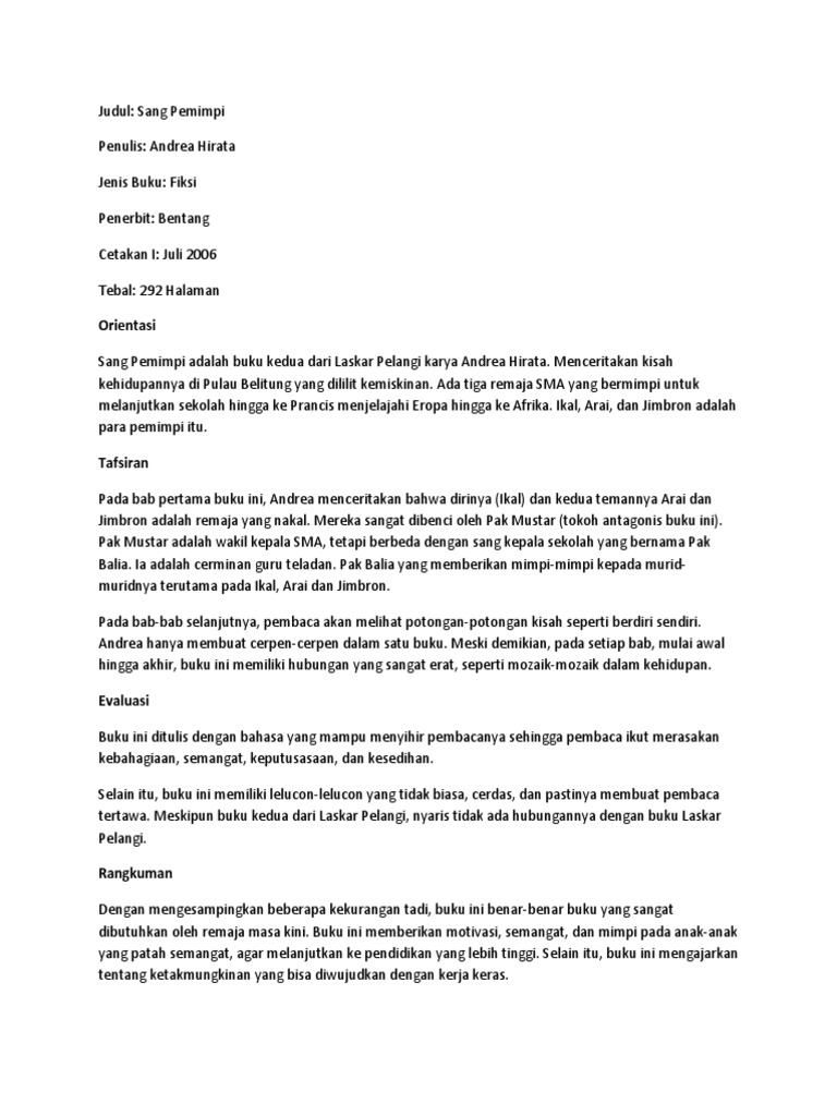 Contoh Teks Ulasan Buku | PDF