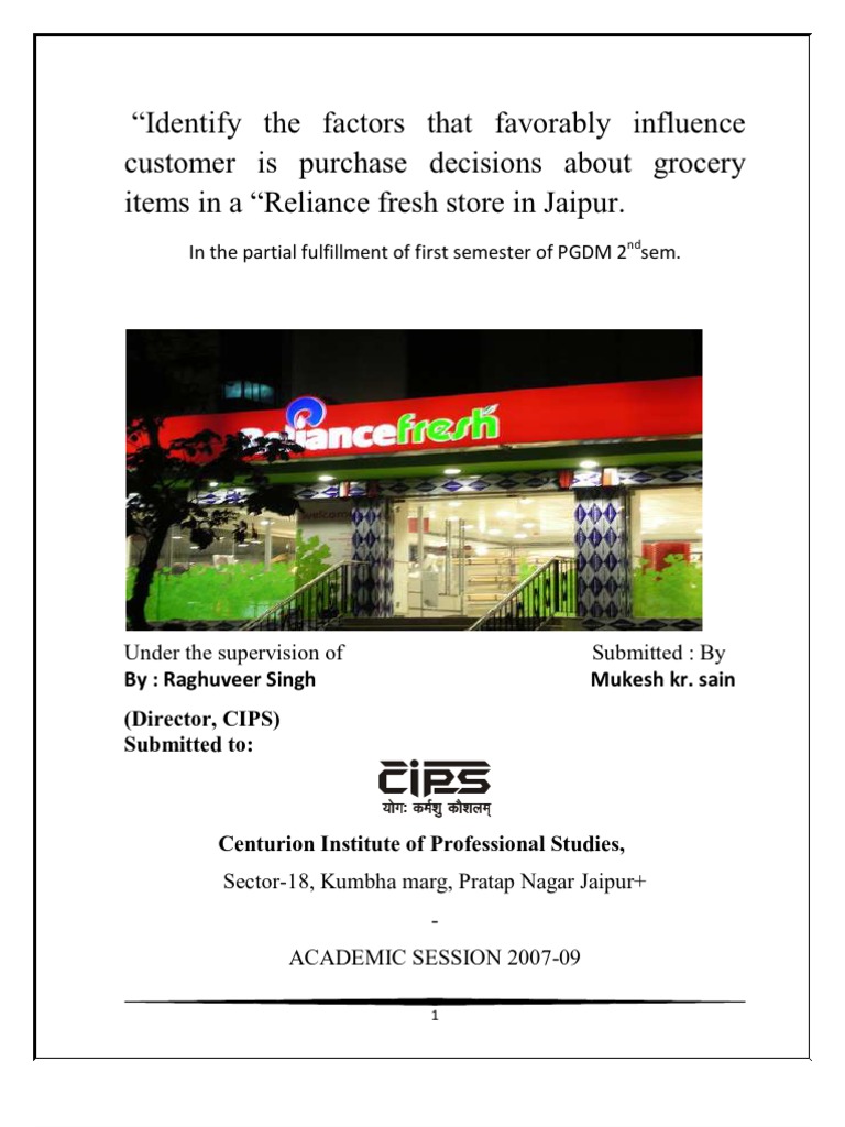 Reliance Fresh | PDF | Gulf Cooperation Council | Retail