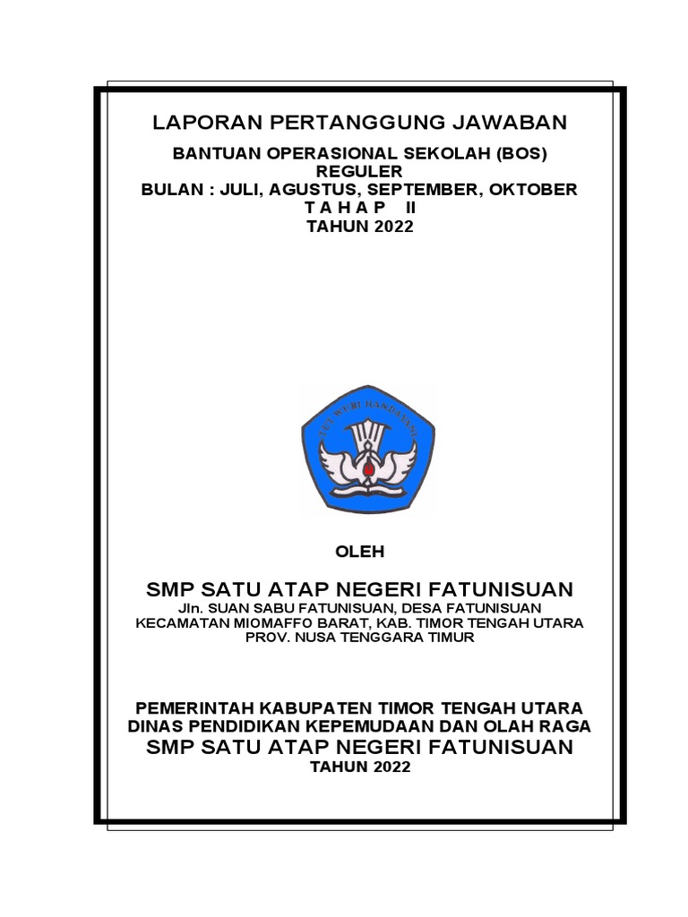 Cover LPJ BOS 2022 SMP Fatunisuan | PDF
