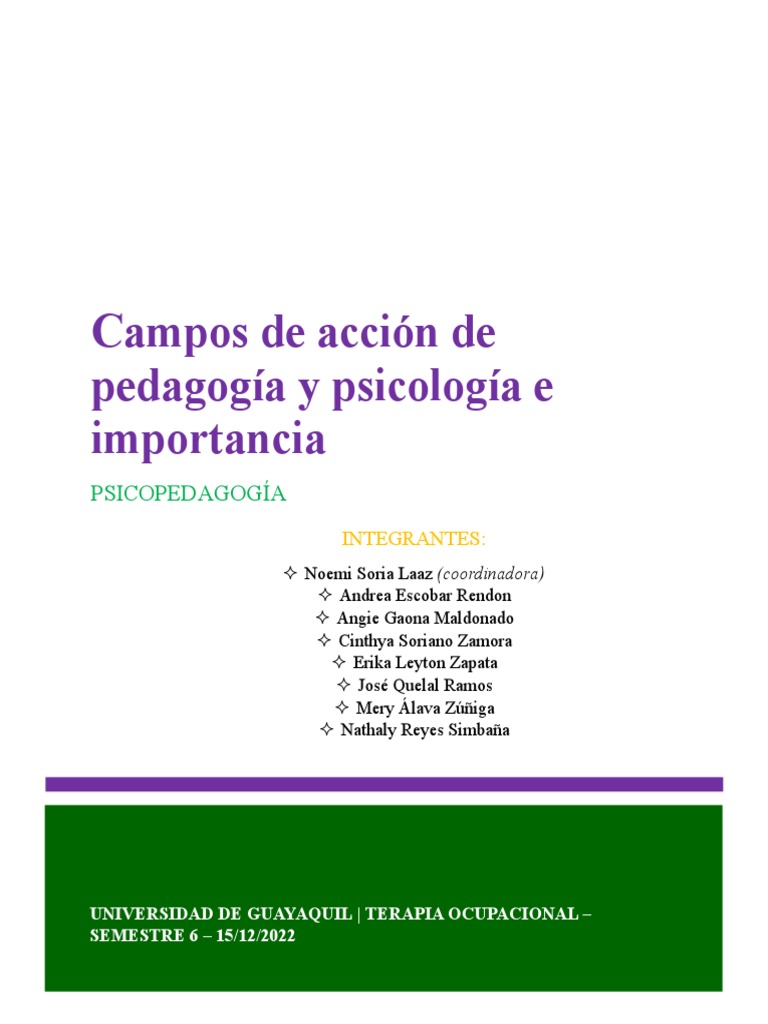 Grupo1 - Campos de Acción de Pedagogía y Psicología e Importancia Resumen-1 | PDF | Ciencia y ...