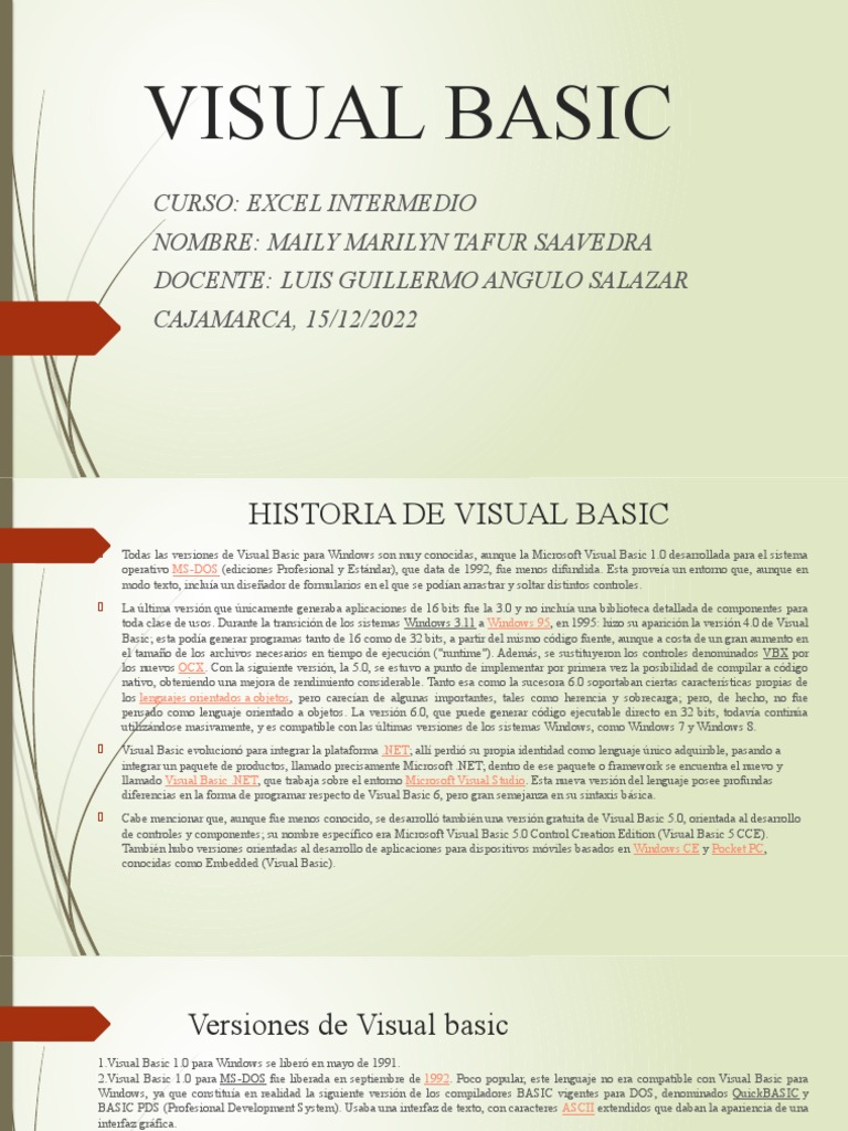 Qué Es Visual Basic | PDF | .NET Framework | Básico Qué Es Visual Basic | PDF | .NET Framework | Básico