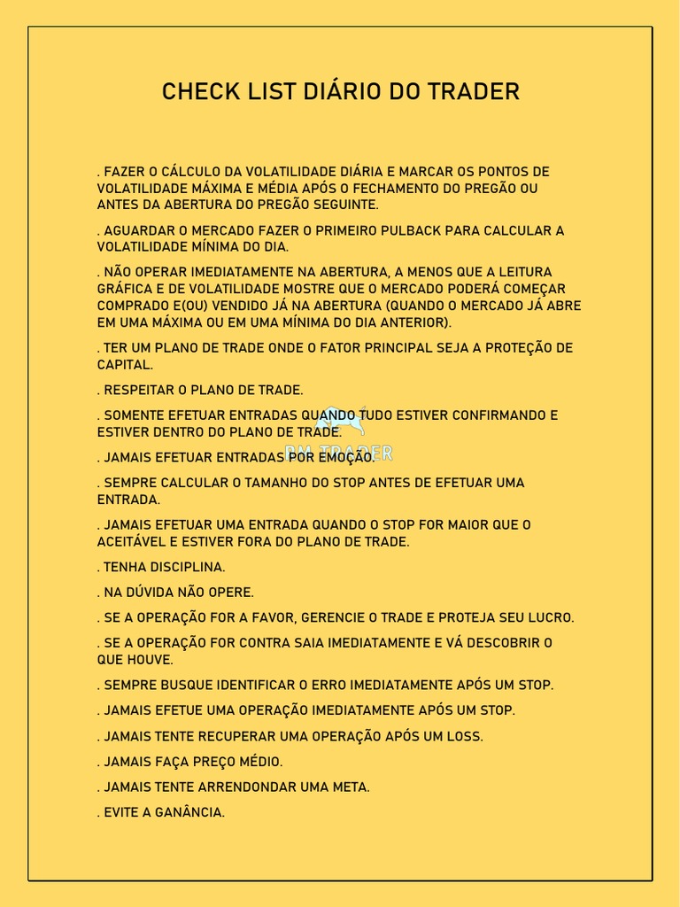 CHECK LIST DIÁRIO DO TRADER (1) | PDF