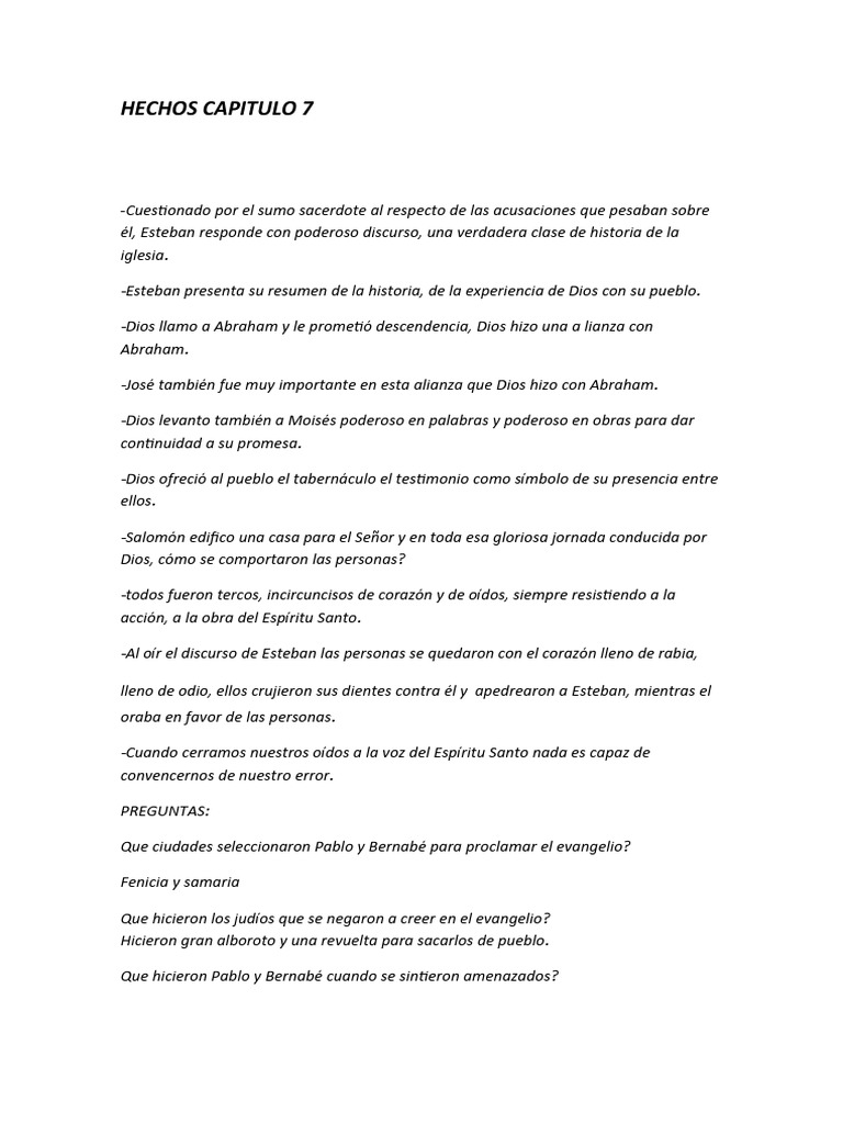 Hechos Capitulo 7 | PDF