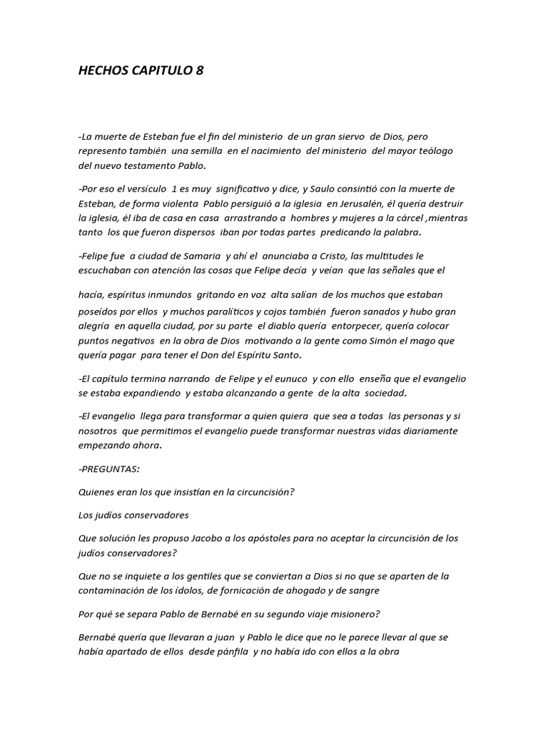 Hechos Capitulo 8 | PDF
