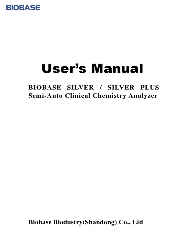 Biobase Semi-Auto Clinical Chemistry Analyzer User Manual2016.7.19 ...