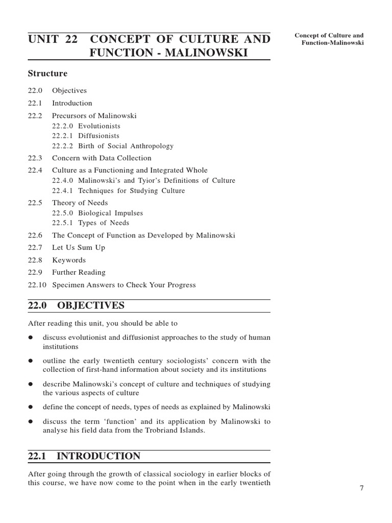 Bronislaw Malinowski and the Foundations of Functionalism: Malinowski's ...
