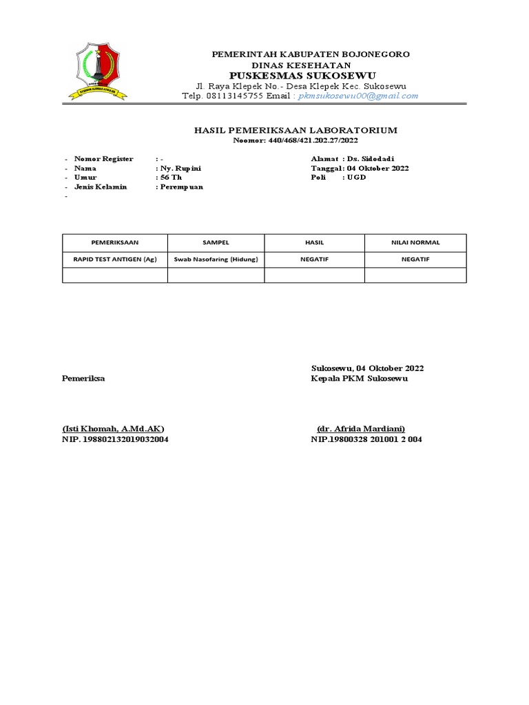 Form Rapid Antigen | PDF