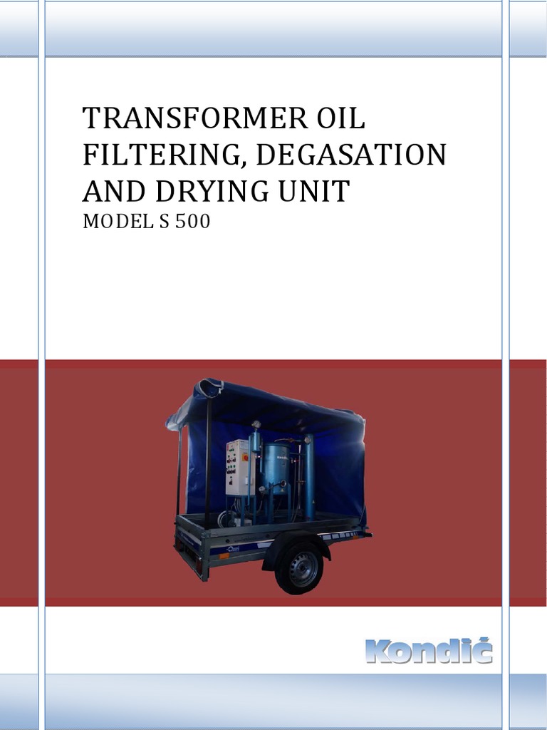 Transformer Oil Filtering Unit - S 500 | PDF | Thermostat | Valve