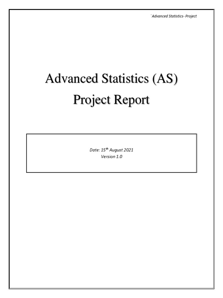 Advanced Statistics (AS) Project Report | PDF | Principal Component ...
