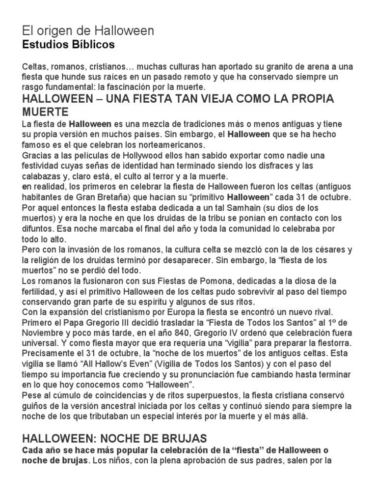 Origen y controversias de Halloween | PDF | Víspera de Todos los Santos ...