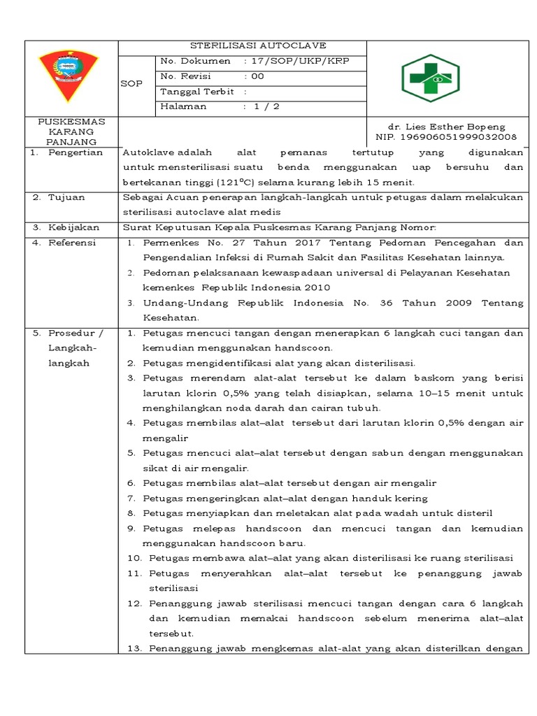 7.3.2 Ep2 SOP Sterilisasi Autoclave | PDF