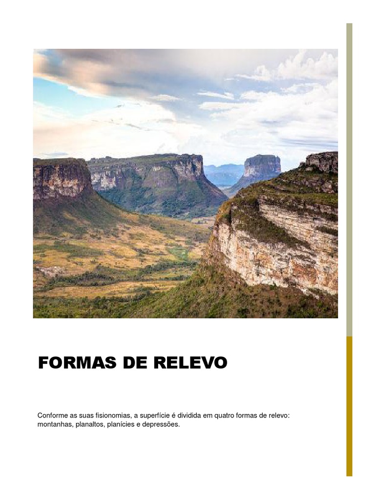 Formas de Relevo: Montanhas, Planaltos, Planícies e Depressões | PDF ...