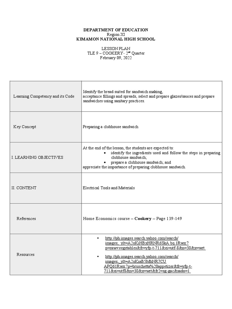 Lp Cot Tle 9 Cookery Pdf Learning Breads
