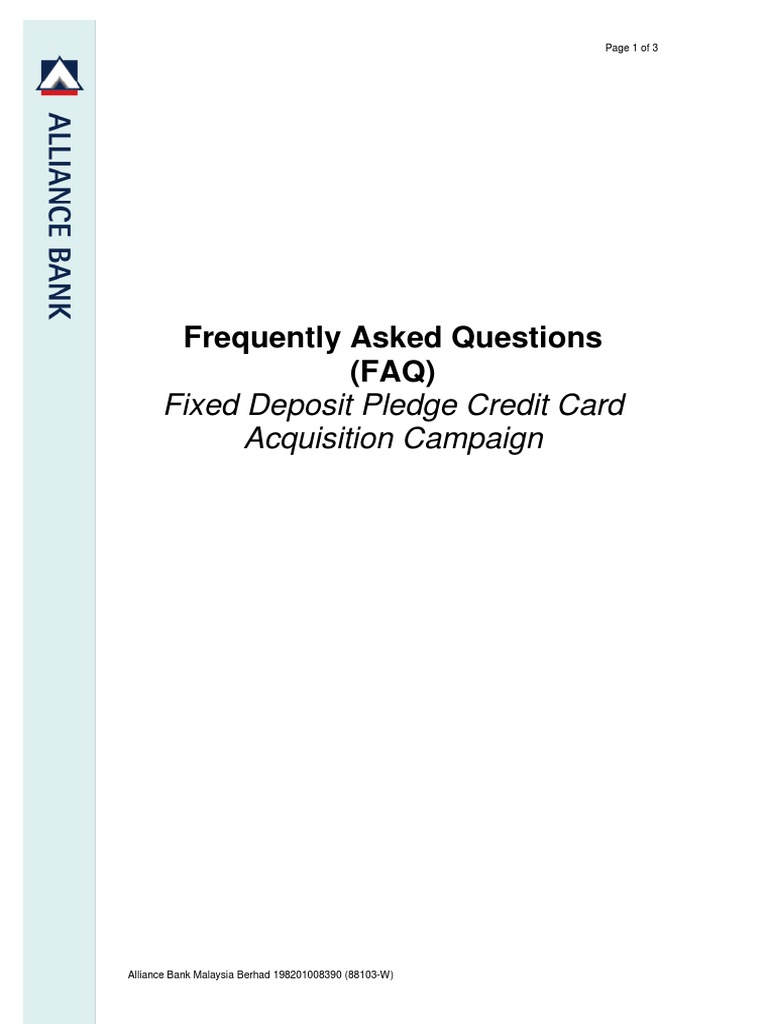 FD Pledge CC Acquisition Campaign FAQ | PDF