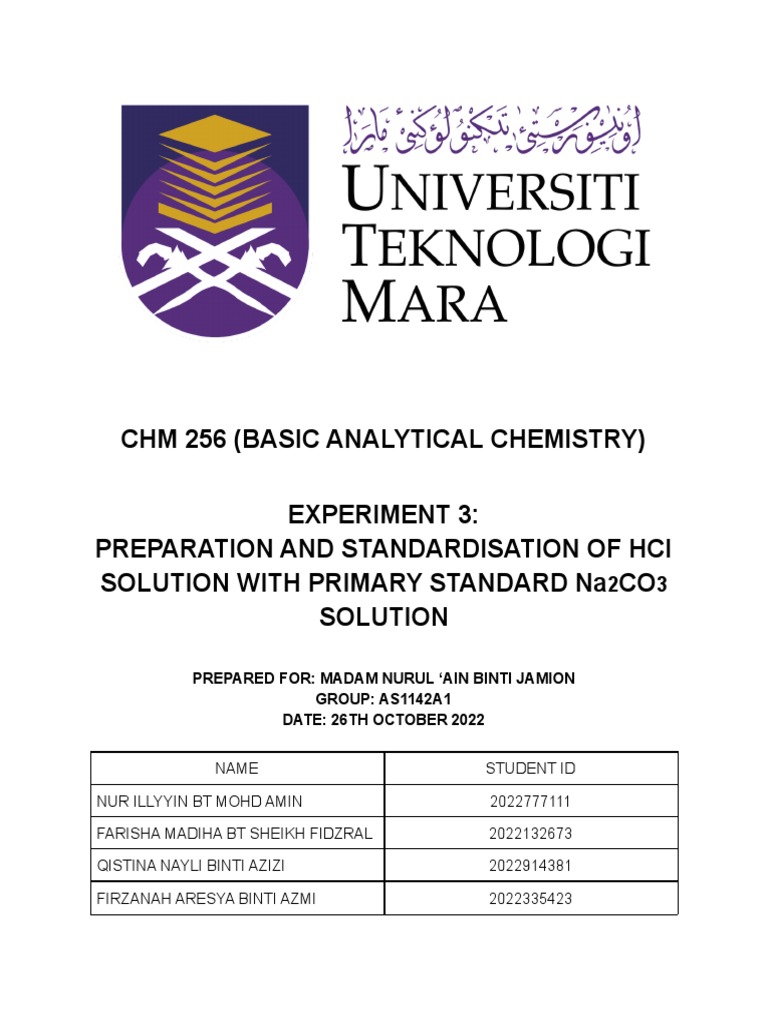 CHM 256 Experiment 3 | PDF | Titration | Chemistry