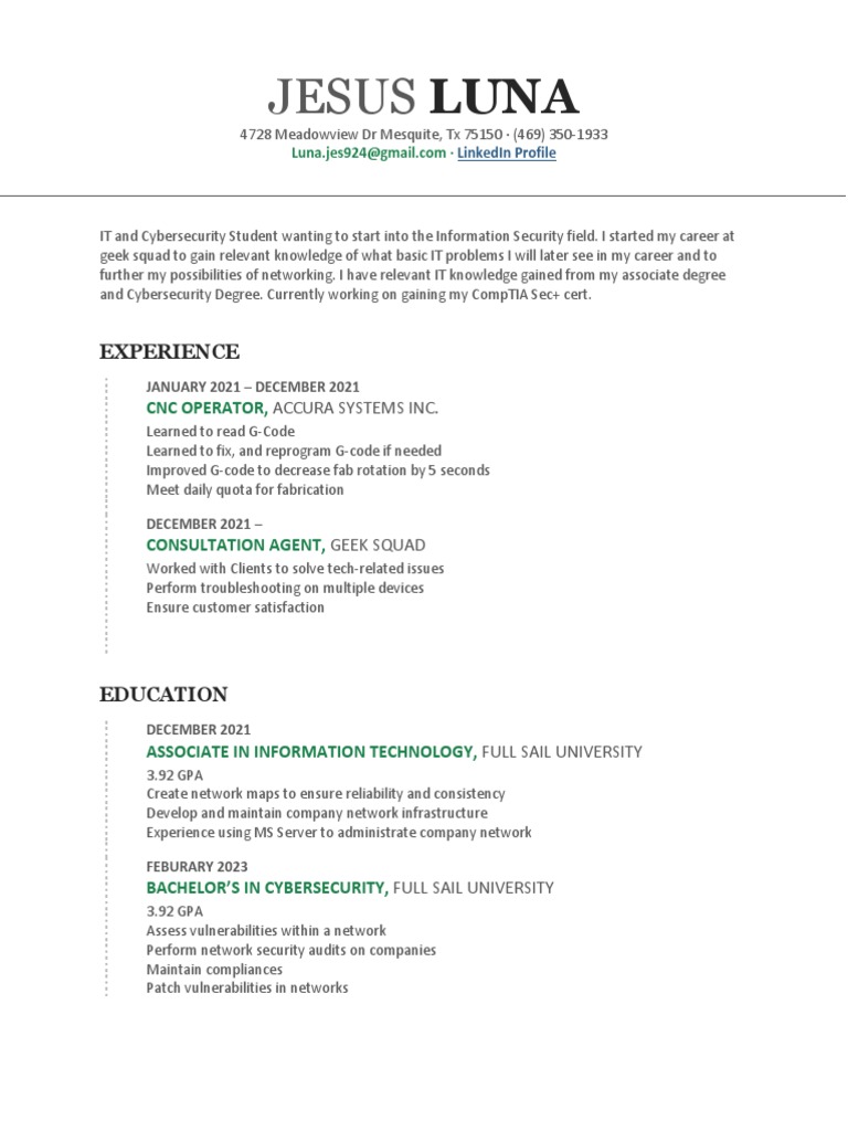 Jesus Luna Resume | PDF