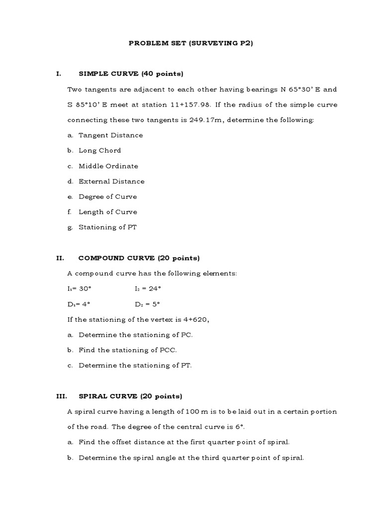 Surveying Problem Set | PDF