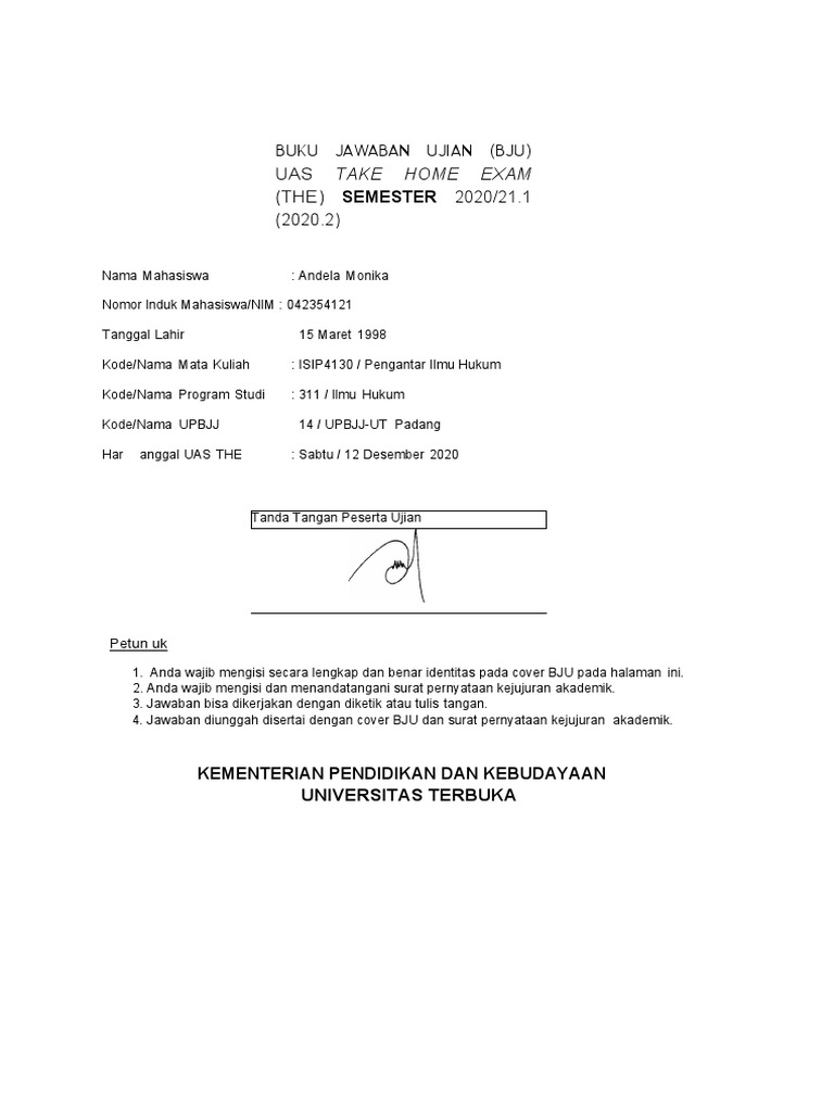 Pengantar Ilmu Hukum PTHI ISIP4130 | PDF