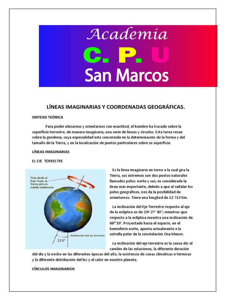 Tema 01 Cpu Líneas y Circulos Imaginarios - Alumnos | PDF | Ecuador | Tierra