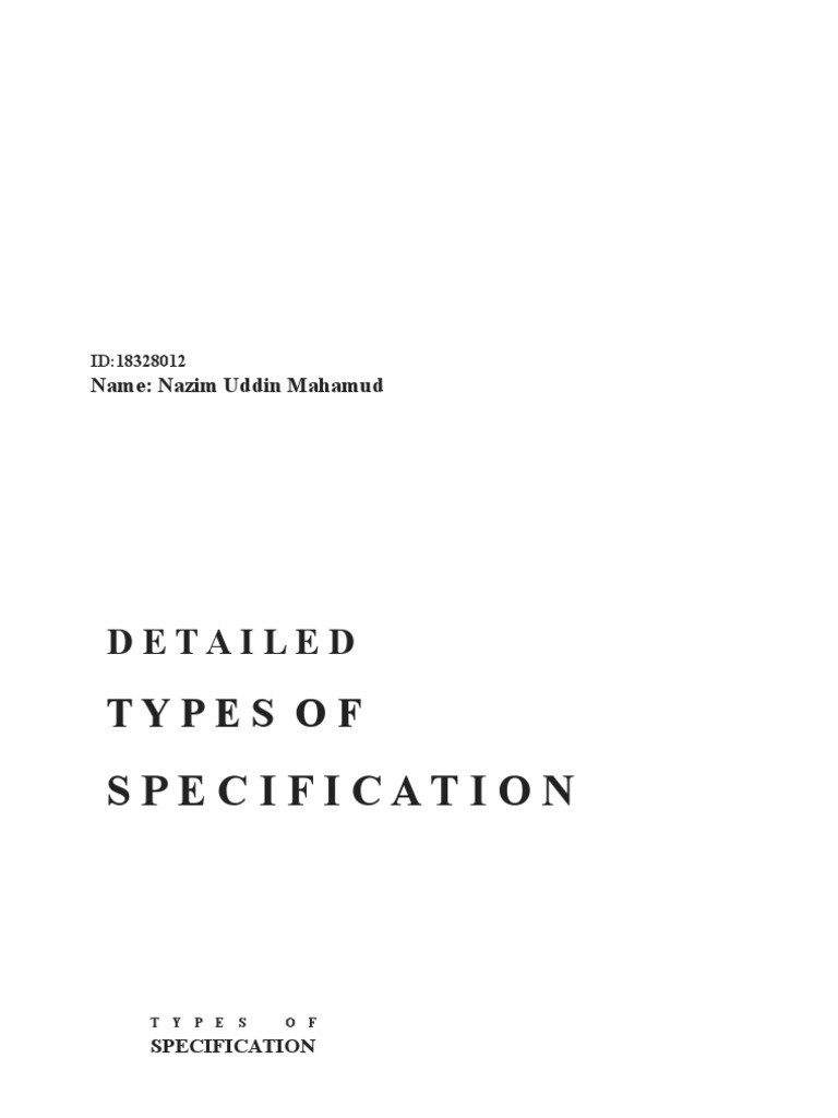 Types of Specification | Download Free PDF | Specification (Technical ...