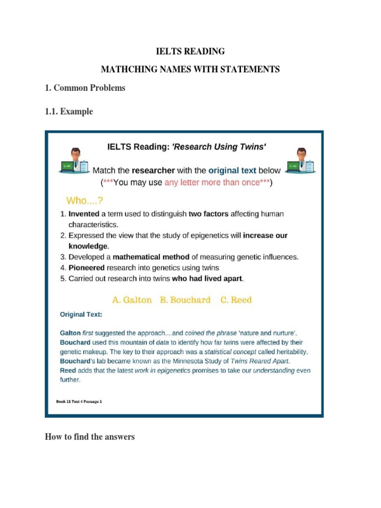 IELTS Reading: Matching Names Strategies | PDF | Luxembourg | Computing