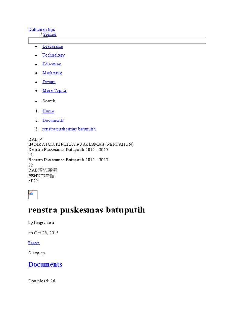 Renstra Puskesmas Batuputih: Documents | PDF | Pengembangan Diri