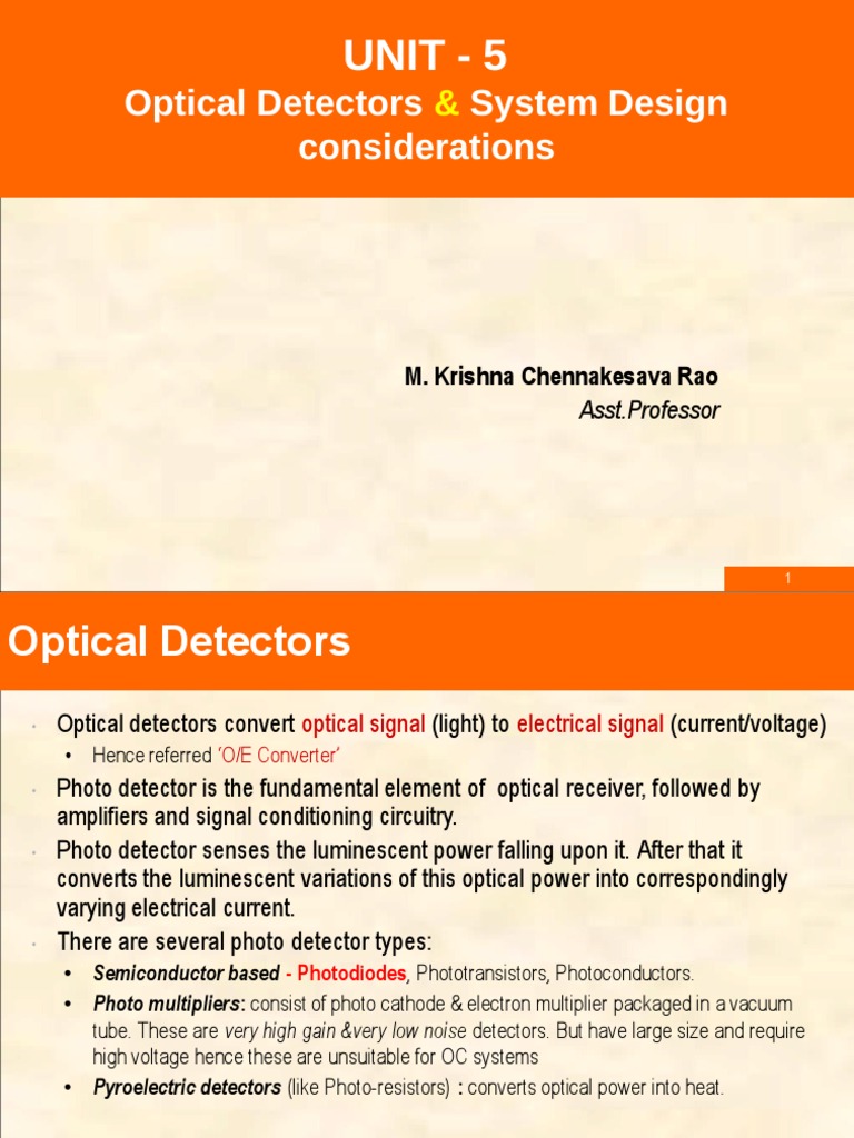 Optical Detectors in Communication Systems | PDF | Optical Fiber ...
