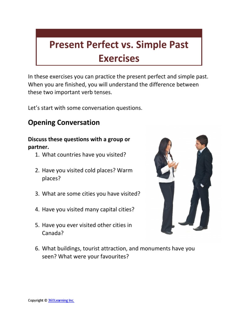 Present Perfect and Simple Past Exercise | PDF | Perfect (Grammar ...