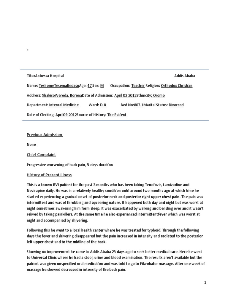 Patient Case Study: Back Pain & RVI | PDF | Meningitis | Headache