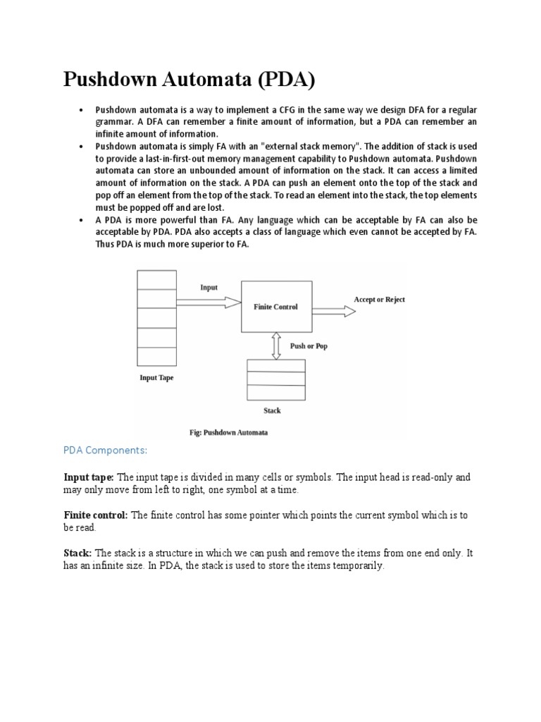 Push Down Automata | Download Free PDF | Computer Science | Mathematical Logic