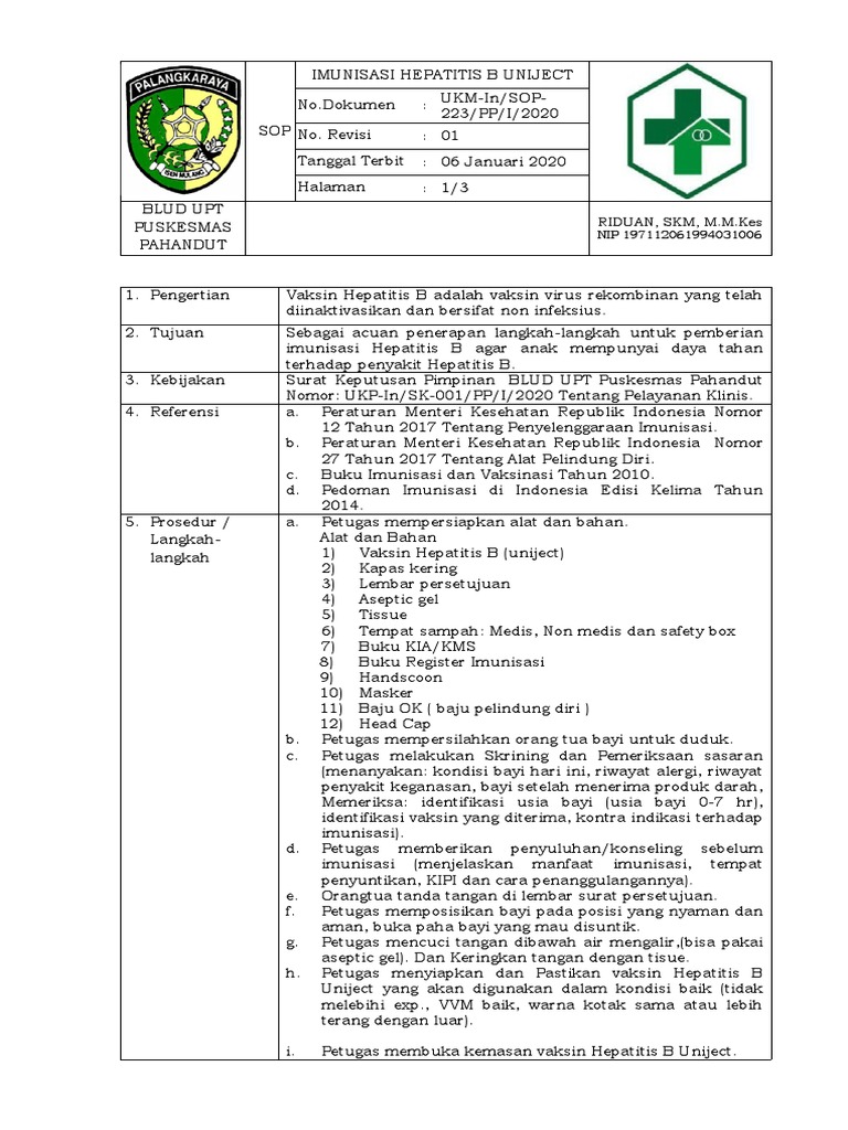 SOP Imunisasi Hepatitis B Uniject | PDF