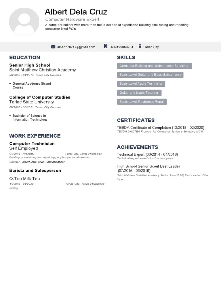 Albert's Resume | PDF | Computing | Information Age