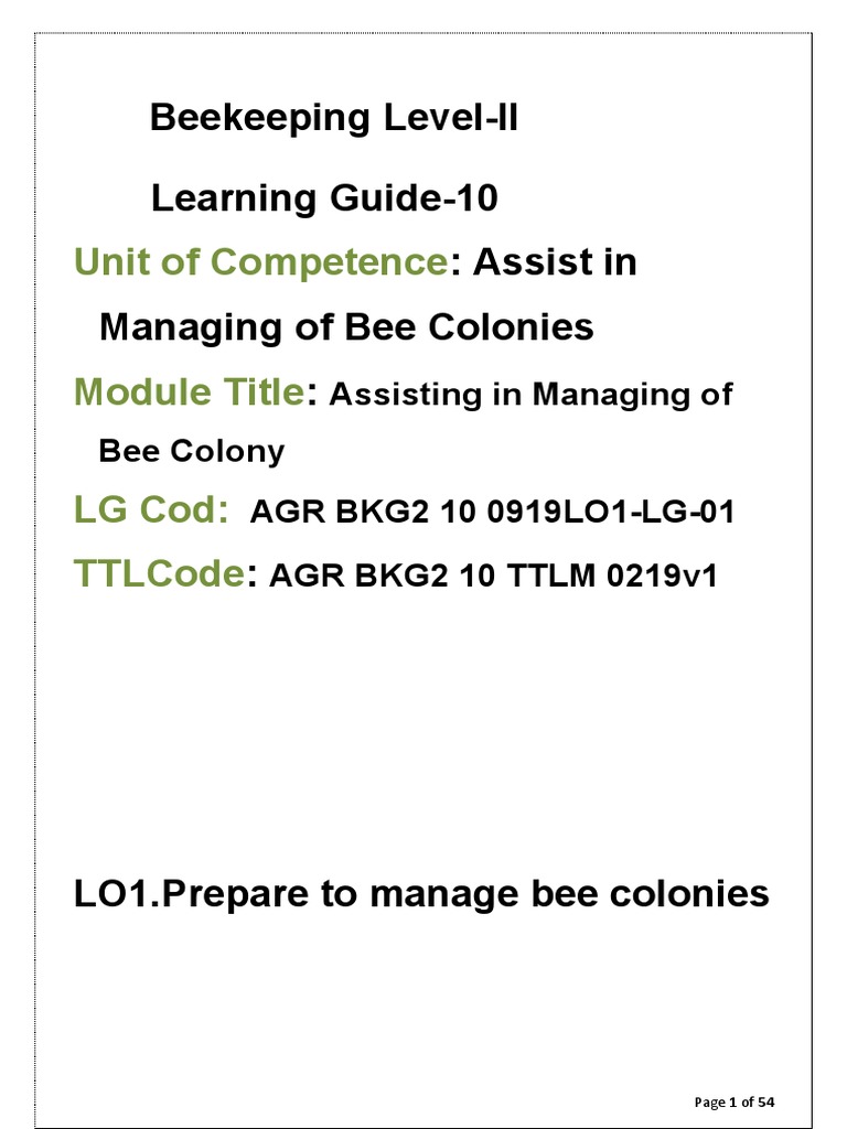 Assisting Managing Bee Coloney LEVEL 2 | PDF