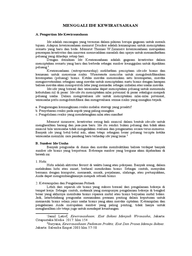 Menggali Ide Kewirausahaan | PDF