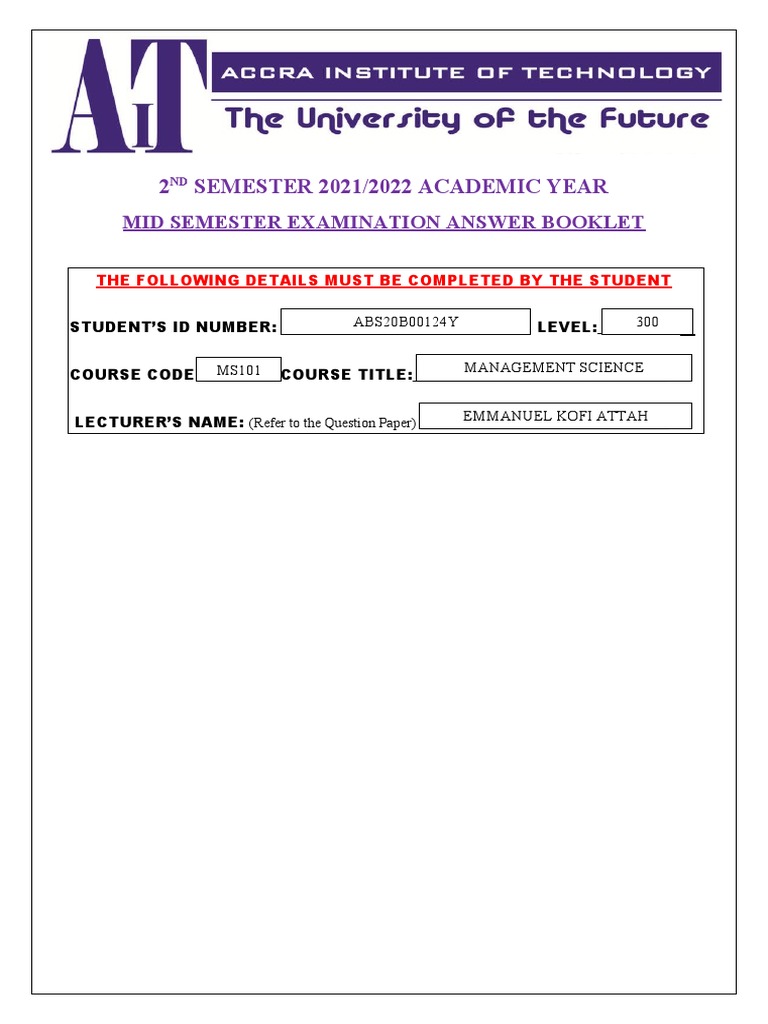 Ms101 - Management Science | PDF | Applied Mathematics