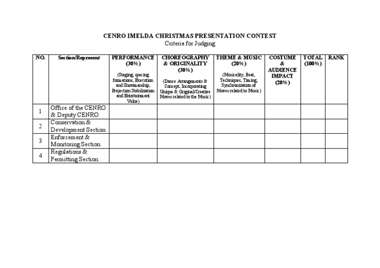 Christmas Presentation Contest Judging Criteria | PDF