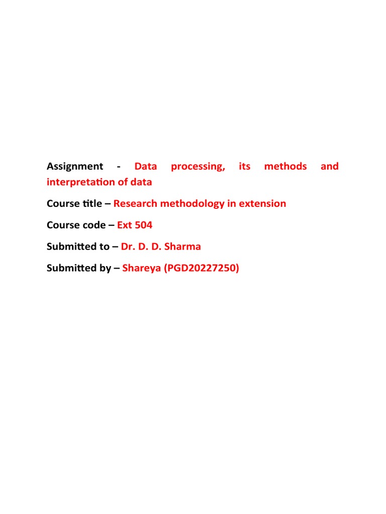 Data Processing Methods in Research | PDF | Statistical Hypothesis ...