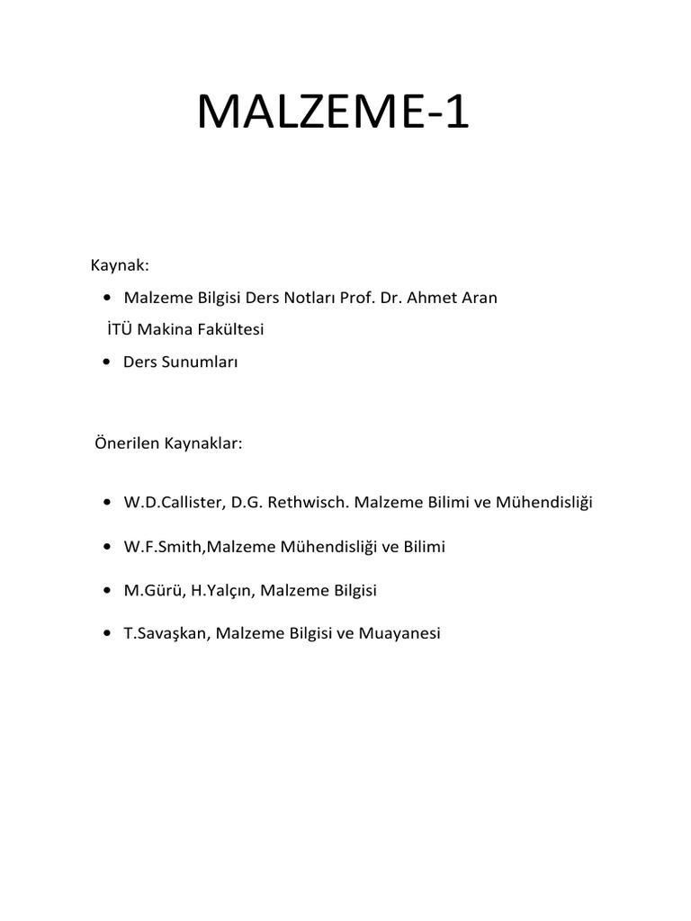 1-Malzeme Giriş | PDF