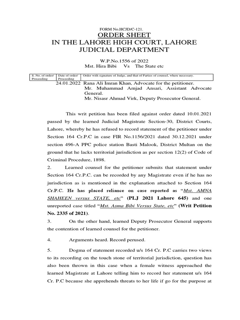 2022LHC436 | PDF | Confession (Law) | Magistrate