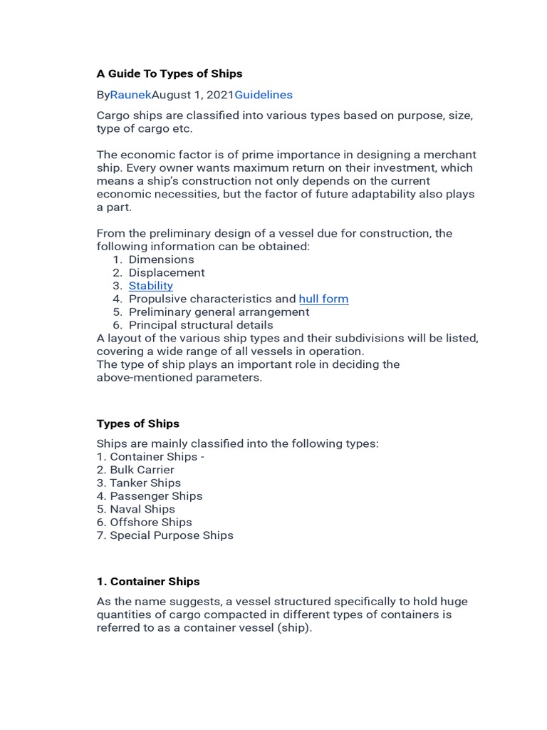 Types of Ships | PDF | Ships | Dredging