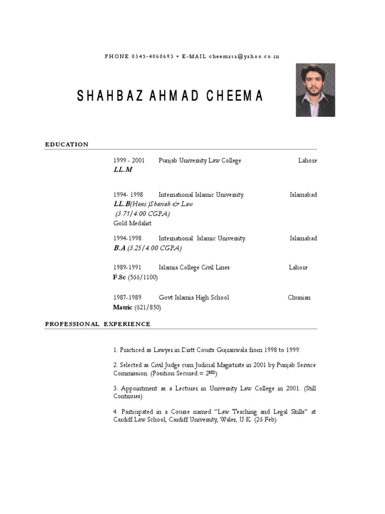 Shahbaz Ahmad Cheema: Education | PDF | Justice | Crime & Violence