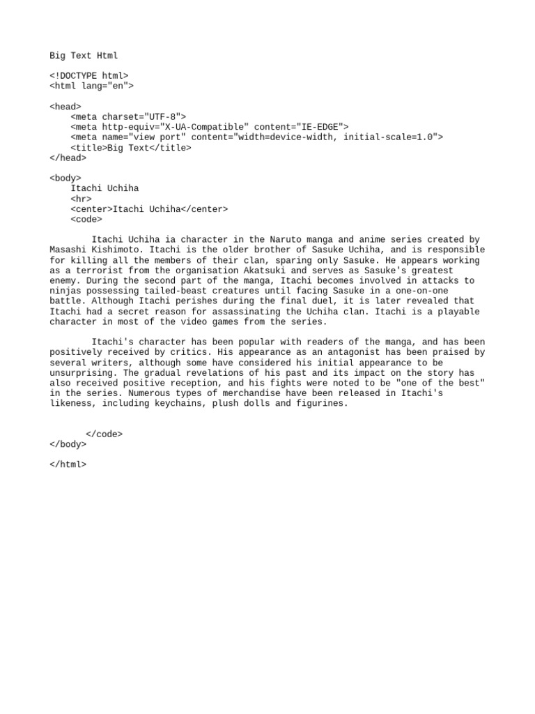 Big Text HTML PDF
