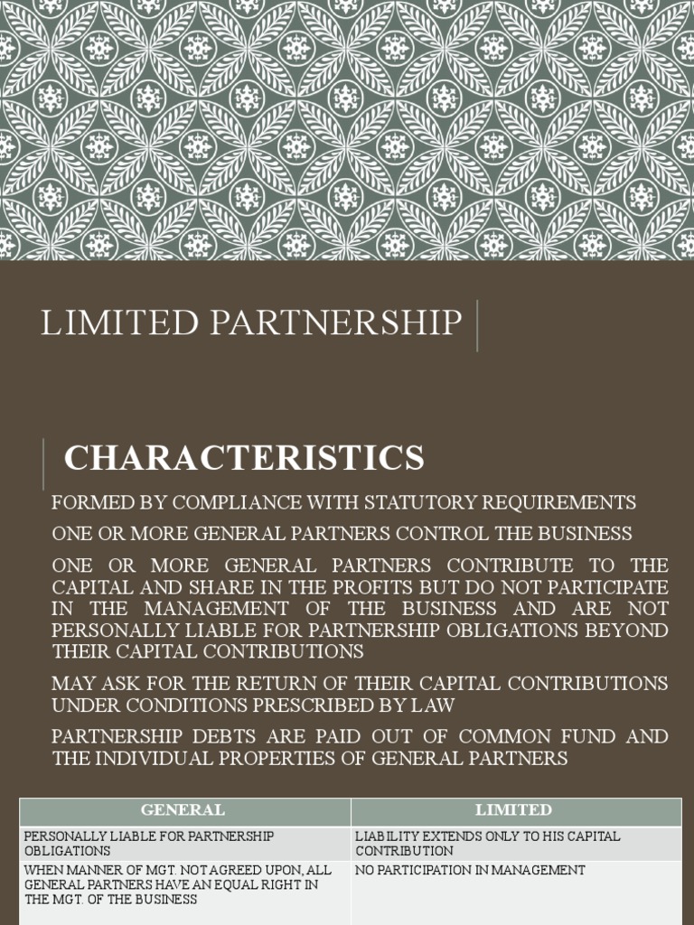 Limited Partnership | PDF | Partnership | General Partnership
