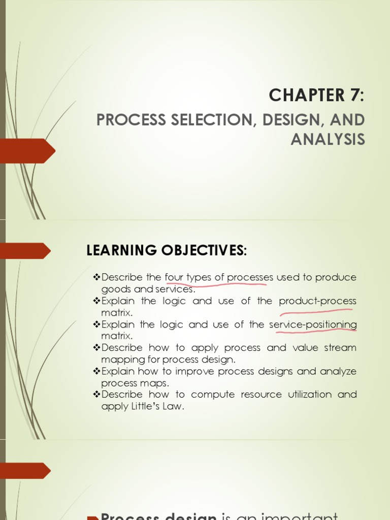 Chapter 7 - Process Selection, Design and Analysis | PDF | Design ...