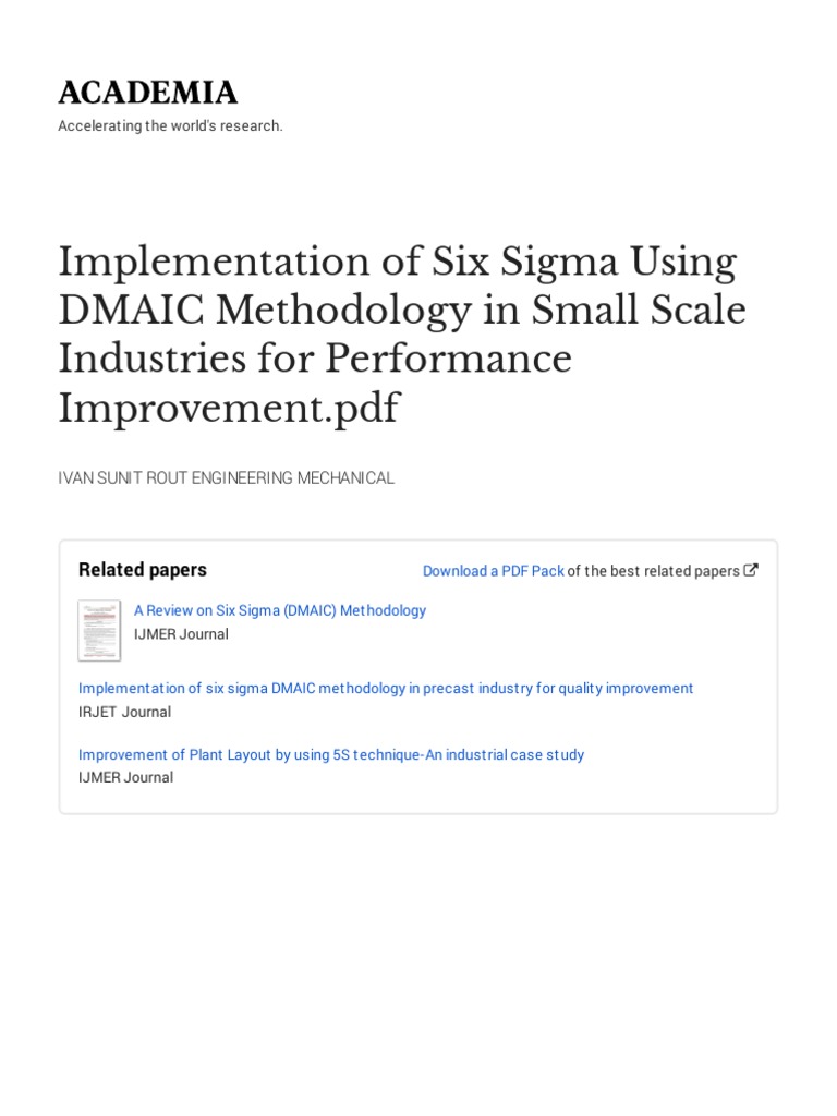 Implementation of Six Sigma Using DMAIC Methodology in Small Scale ...