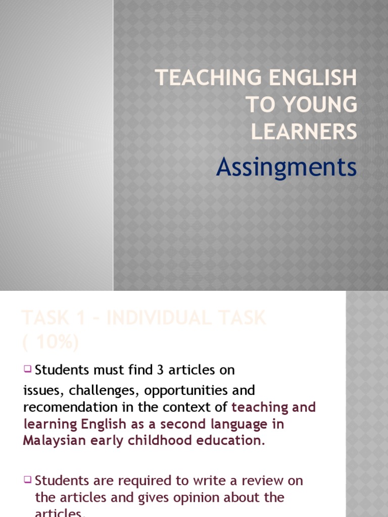 Teaching English To Young Learners - Assingment | PDF | Preschool ...